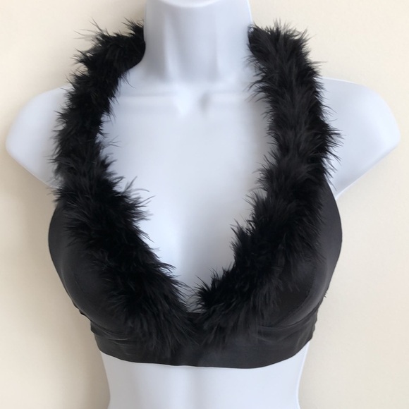 Victoria's Secret | Tops | Feather Trimmed Silk Halter Bra | Poshmark